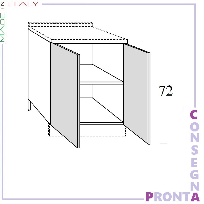 Base 2 ante cucine componibili in Pronta Consegna a Bologna.