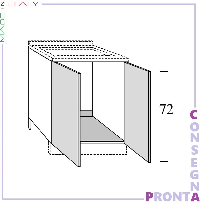 Base sottolavello 2 ante cucine componibili in Pronta Consegna a Bologna.